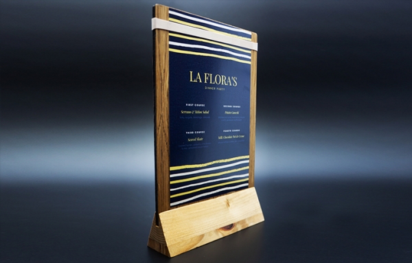 Wood Menu Stand Display for Event - Trazza Design and Manufacturing